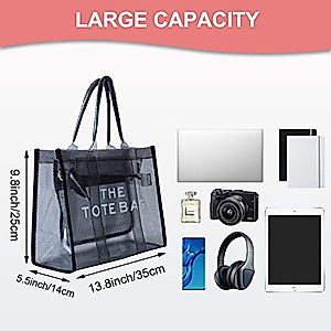 Mesh Beach Tote Womens Shoulder Handbag Crossbody Bag Fashion PVC Clear Tote Bag for Travel