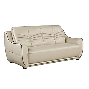 Blackjack Furniture Radford Leather Air/Match Upholstered Modern Living Room Sofa, Beige