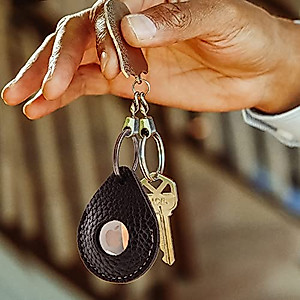 2 Pack Airtag Holder Leather Case Air Tag Cover Keychain GPS Tracker Remote Finder Key Travel Backpack Pet Locator