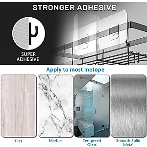 Moforoco 7 Pack Adhesive Shower Organizer Caddy Shelves Rack - Corner Bathroom Storage Organization, Home&Kitchen Decor Inside RV Accessories, Hanging House Apartment Camper Essentials