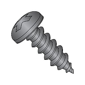 Small Parts 0807ABPPB Steel Sheet Metal Screw, Black Oxide Finish, Pan Head, Phillips Drive, Type AB, #8-18 Thread Size, 7/16" Length (Pack of 100)