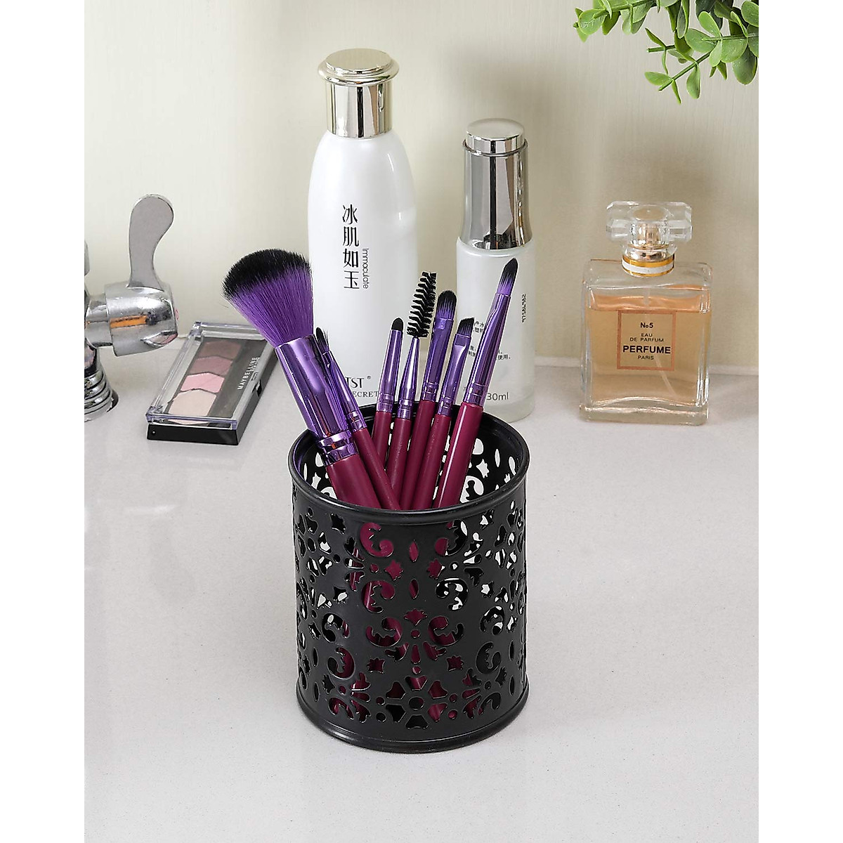 EasyPAG Metal 2-Piece Pen Holder Set Desk Accessories & Workspace Organizers for Classroom, School & Office,Black