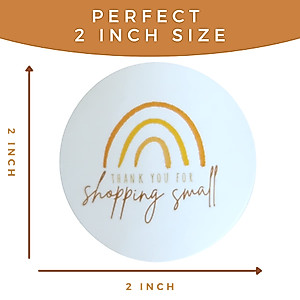Lain & Lou 2 Inch Thank You Stickers [Roll of 500], Boho Rainbow Design for Small Business Packaging Supplies