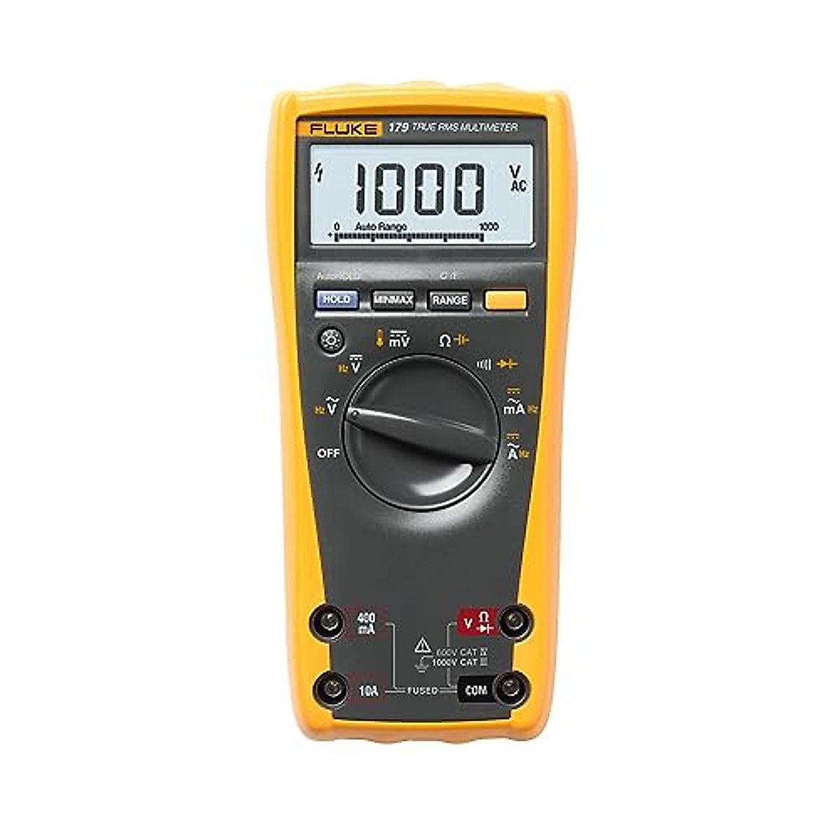 Fluke 179 Multimeter with Backlight, Includes Built-In Thermometer to Measure Temperature, Measures True-RMS AC Current and Voltage, Frequency, Capacitance, Resistance, Continuity and Diode