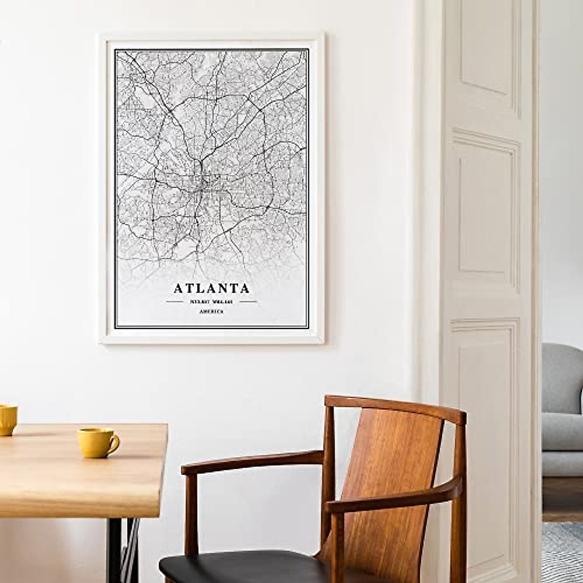 Dear Mapper Atlanta United States View Abstract Road Modern Map Art Minimalist Painting Black and White Canvas Line Art Print Poster Art Print Poster Home Decor (Set of 3 Unframed) (16x24inch)