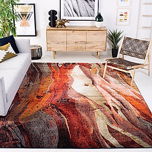 SAFAVIEH Glacier Collection Area Rug - 9' x 12', Red & Multi, Modern Abstract Design, Non-Shedding & Easy Care, Ideal for High Traffic Areas in Living Room, Bedroom (GLA126A)