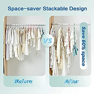 40pcs Baby Gift HGYZE Nursery Closet Hangers, Ultra-Thin Non-Slip and Extendable Laundry Infant Pant Hanger for Newborn Clothes - Adjustable Children Coat Hanger for Girl Boy Toddler Kid（Blue & Pink）