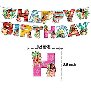 Moana Theme Party Supplies Include Happy Birthday Banner, Cupcake Topper Decoration,Moana Z Balloons, Moana Birthday Party Decoration for Girls…