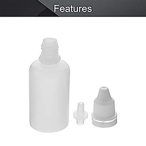 Othmro 1oz PE Lab Eye Plastic Dropper Bottles 20pcs, 30ml Squeezable Eye Liquid Dropper Thin Mouth Via of Liquid Sample Seal Storage Bottle with Childproof White Cap