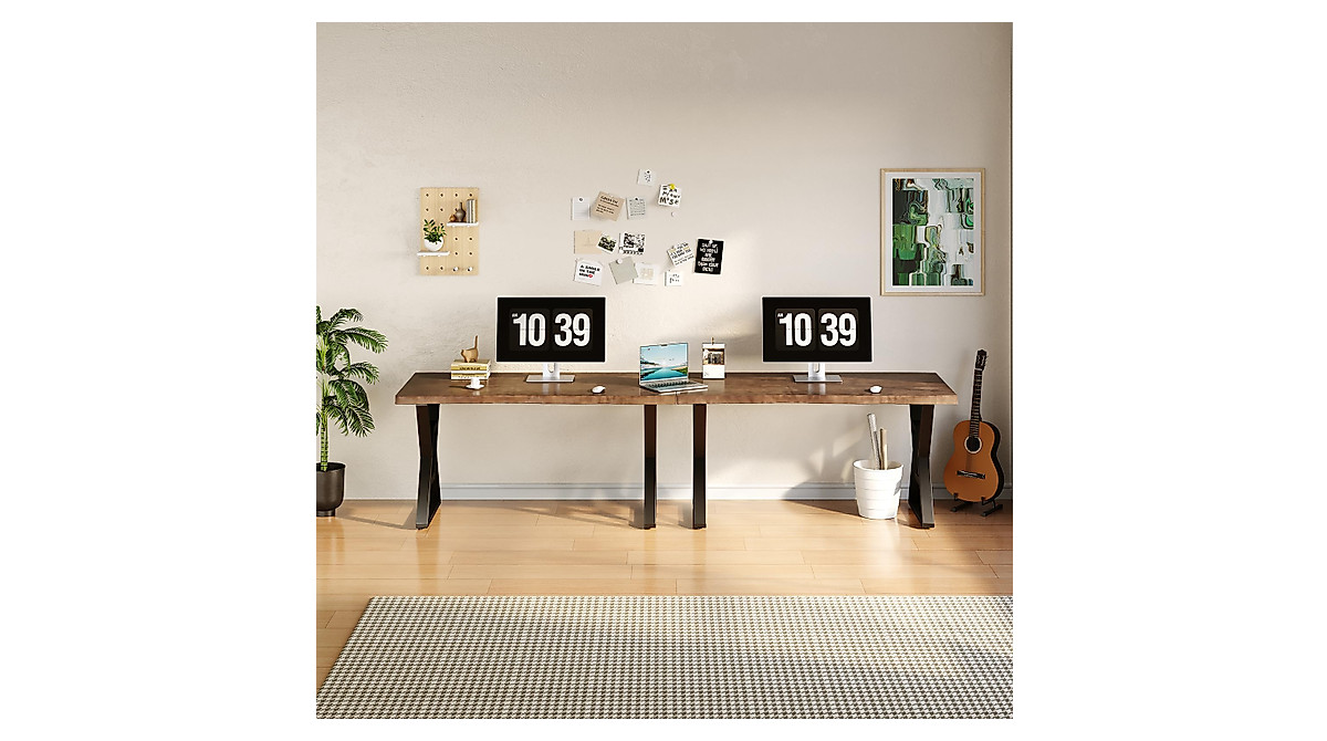 Sihtengxxhongs Rustic Brown 55-Inch Solid Wood Desk - Modern Home Office