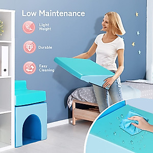 JOYMOR Indoor Soft Foam Climber Play Sets, Beginner Toddler Climber with Slide, Stairs and Ramp, Indoor Climbing Toys for Toddlers Kids and Children