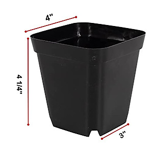 RooTrimmer 10 cm 4 inches Square Nursery pots 60P, Seedling Plastic Seeds propogation Growing pots Black