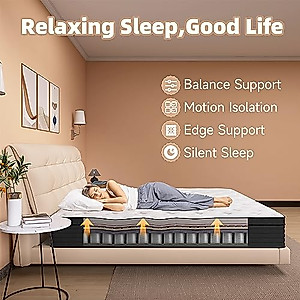 AICEHOME Full Mattress, 12 Inch Individual Pocket Springs with Gel Memory Foam, Medium Firm Mattresses in a Box, Hybrid Full Size Mattress with Pressure Relief 75" L x 54" W x 12" T