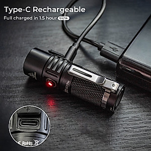 sofirn Mini Flashlight, SC21 Pro 1100 High Lumen with Upgraded Anduril UI, Small Pocket EDC Light with Super Bright 90 High CRI LH351D LED, USBC Rechargeable