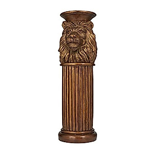 Deco 79 Polystone Lion Pedestal Table, 8" x 9" x 25", Bronze