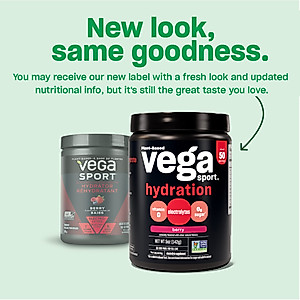 Vega Sport Hydration Electrolyte Powder, Lemonade - Post Workout Recovery Drink for Women and Men, Vitamin C, Vegan, Keto, Sugar Free, Dairy Free, Gluten Free, Non GMO, 4.9 oz