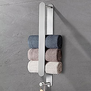 LIVEHITOP Bathroom Towel Bar, Self Adhesive Wall Mounted Hand Towel Holders No Drilling SUS304 Stainless Steel for Face Small Towels (Silver, 1)