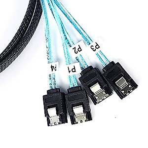 ADCAUDX SATA-III Cable:0.5M, 4Pcs/Set-SATA Cable 90-Degree Right-Angle SATA-Data Cable SAS/SATA-6Gbps Cable for Server-Raid Computer SDD HDD CD DVD Drives (1.6FT)