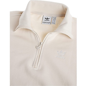 adidas Originals Women's Adicolor Classics Half-Zip Sweatshirt (Medium, Wonder White)