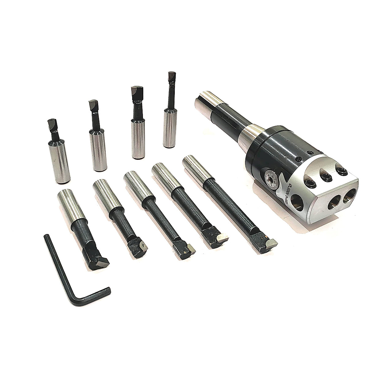 Assorts Quality Boring Head 2 Inches for Milling & Lathe Machine R8 (7/16 UNF Drawbar) & 9 pcs Carbide Tool Set