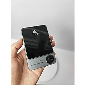 PowerStash Fast Charging Magnetic Power Bank Wireless Charging Type C Quick Charge Support and Lightning Cable Compatible port, LED Display Ultra Slim High Capacity Aluminum Body 5000mAh