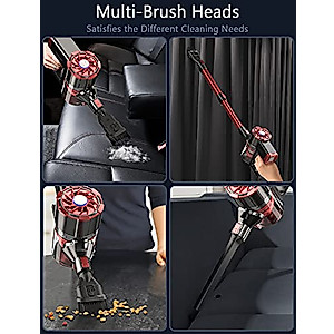 PRETTYCARE Cordless Vacuum Cleaner, 180W Powerful Suction Stick Vacuum with 35min Long Runtime Detachable Battery, 4 in 1 Lightweight Quiet Vacuum Cleaner Perfect for Hardwood Floor Pet Hair