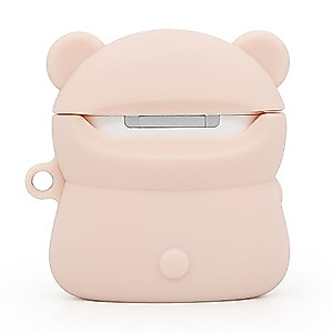 Mouzor Cute Airpods Case, Boba Tea Bear Airpods 2 Case, Funny Cartoon 3D Animals Soft PVC Shockproof Charging Case Cover with Carabiner for Airpods 1st Generation, Airpods 2nd Generation