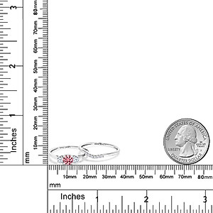 Gem Stone King 10K White Gold Pink Moissanite and White Created Sapphire and White Lab Grown Diamond 3-Stone Bridal Engagement Wedding Ring Set For Women (0.80 Cttw, Gemstone, Round 5MM, Size 6)