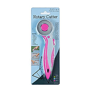 Elan Rotary Cutter for Fabric Rosa, Fabric Rotary Cutter Sewing, Fabric Cutters, as Blade Roller Cutter for Fabric Cutter, Rotary Cutter Blades 45mm, Fabric Cutting Wheel, Perfect Quilting Tools