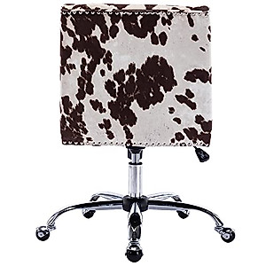 DM Furniture Swivel Home Office Chair Fabric Adjustable Computer Desk Chair Armless Upholstered Accent Chair for Living Room Bedroom, Cow