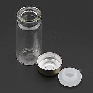 JIUWU 50 Pack Sealed Clear Glass Vial Sterile Essential Oil Bottles Liquid Containers with Pull Ring Aluminum Septa Seals Injection Vials 10ml (0.3 Oz)