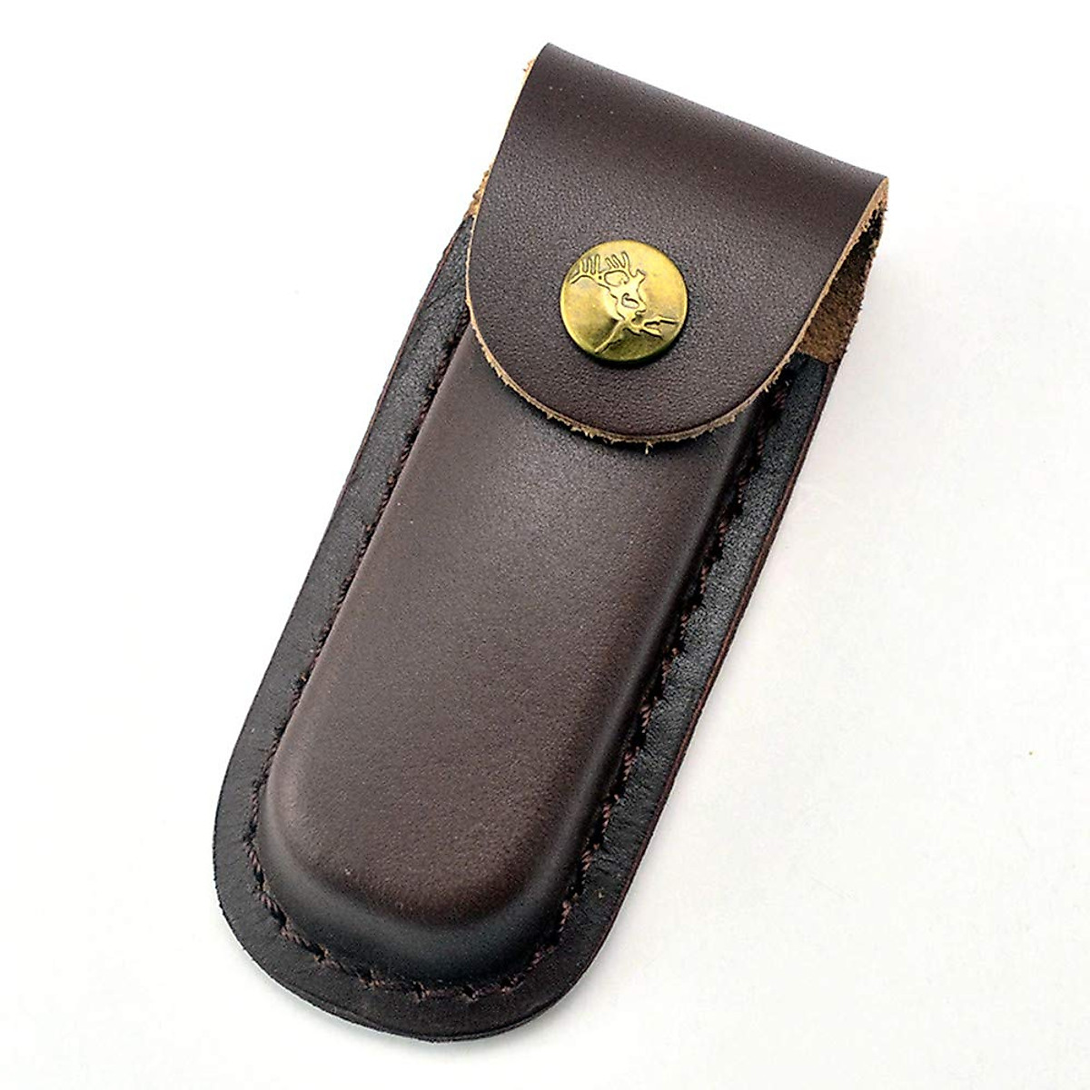 Aibote Hunting Holster Folding Blade Knife Sheath Carrying Leather Holder Sheaths Scabbard Pouch Bag For Swiss Army Knife Tactical Foldable Knives Brown