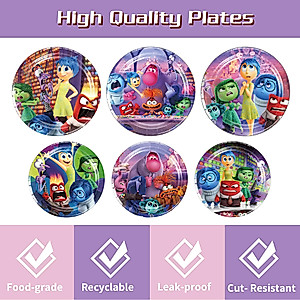 Inside Out Birthday Party Supplies,Inside Out Party Tableware Decoration.Inside Out Plates Napkins Tablecloth Kit for Inside Out Supplies
