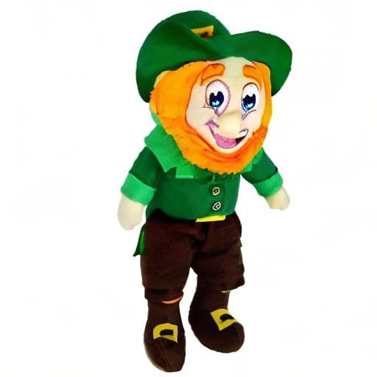 Colonel Pickles Novelties St Patricks Day Decorations 14 Inch Leprechaun Doll Figurine with Shamrock Hat Irish Plush