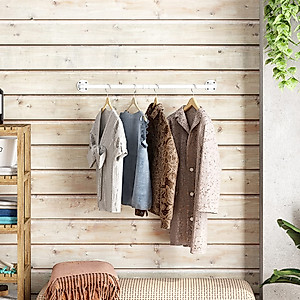 HOEMLIM Industrial Pipe Clothing Rack Wall Mounted Clothes Rack Heavy Duty Space-Saving Garment Bar Rack Detachable Multi-Purpose Hanging Rod,36 inch(White)