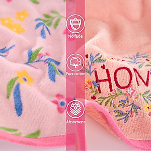 VOOVA & MOVAS Pink Hand Towels - 4 Pack, 100% Soft Cotton, (16x25 Inches) Decorative Kitchen Towel with Gift Packed, Ideal for Home Decor, Bathroom | Kitchen Use, Floral Pink