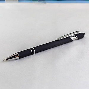 Idcrea Retractable Ball Point Pens with Stylus Tip Medium Point Soft Touch Metal Matt Assorted Color Barrel Black Ink 10 Count