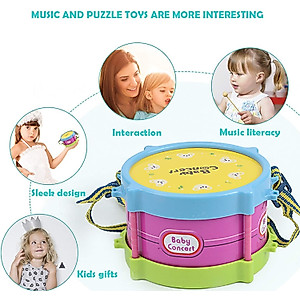 Toddler Musical Instruments Toys, Baby Maracas Shakers Percussion Mini Drum Set for Toddlers Preschool Boys and Girls（Random Color）