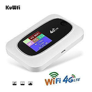 KuWFi 4G LTE Mobile WiFi Hotspot Travel Router Partner Wireless SIM Routers with SD SIM Card Slot Support LTE FDD/TDD Work for USA/CA/MX Europe Africa Asia Oceania Almost Universal