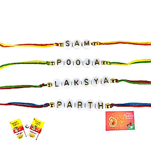 LOVENSPIRE Personalized Rakhi for Brother White Letter Name Designer Handmade Rakhi Thread for Bhaiya Custom Name Rakhi - Rakhi Card Hindu Bracelet Rakhi