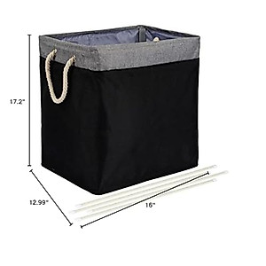 Amazon Basics Foldable Fabric Rectangular Laundry Hamper with Detachable Brackets, Large, Black