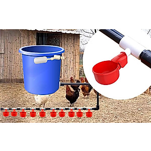 Complete Set of Chicken Waterer and 1/2" PVC T-Pieces, Chicken Waterer Feeder Duck Quail Feeder, Automatic Chicken Watering System, Chicken Nipple Water Cup, Chicken Watering Cups