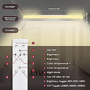 BestLuz LED Flush Mount Ceiling Light Fixture with Remote, Waterproof 12 Inch Ultra-Thin Modern Round Fixture, 3000K/4000K/6500K Selectable & Dimmable for Bedroom/Kitchen/Bathroom