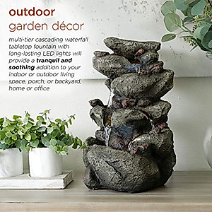 Alpine Corporation TZL154 Alpine Fountain with LED Light Rainforest Rock Frountain, 9" L x 8" W x 14" H, Mixed Colors