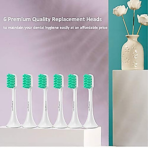 Replacement Toothbrush Heads Compatible with Xiaomi Mijia/Mi Home T300 T500 T700 Series Sonic Electric Brush Handles(6-Pack)
