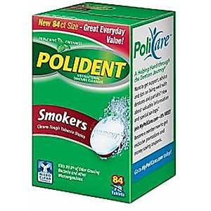 Polident Smokers, Antibacterial Denture Cleanser 84 ea (Pack of 4)