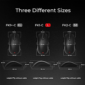 BenQ Zowie FK1-C Symmetrical Gaming Mouse | Professional Esports Performance | Driverless | Paracord Cable | Revisioned C-Features | Matte Black | Large Size