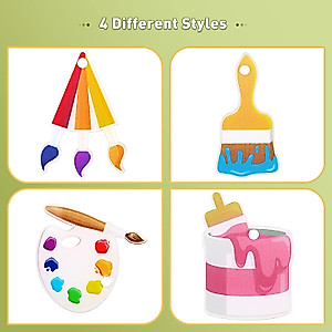 Junkin Art Paint Necklaces Acrylic Artist Palette Brush Party Favors Pendant Necklaces Art Theme Decorations for Art Theme Party Supplies Party Favors Dress up(16 Pieces)