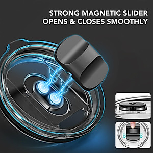 10 oz Wine Tumbler Lid, Replacement Lids Compatible for YETI 6 oz Espresso Mugs, 8 oz Stackable Cup and 10 oz Tumbler, 2 Pack Travel Spill Proof Cup Lids Covers with Magnetic Slider Switch, BPA Free