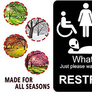 Just Please Wash Your Hands Sign - Inclusive Sign for Bathroom Door, Funny Bathroom Sign Bathroom Wall Decor - Alien Decor, Men, Womens, Handicap, Transgender Bathroom Sign, Bathroom Decor - 8.5"x10"
